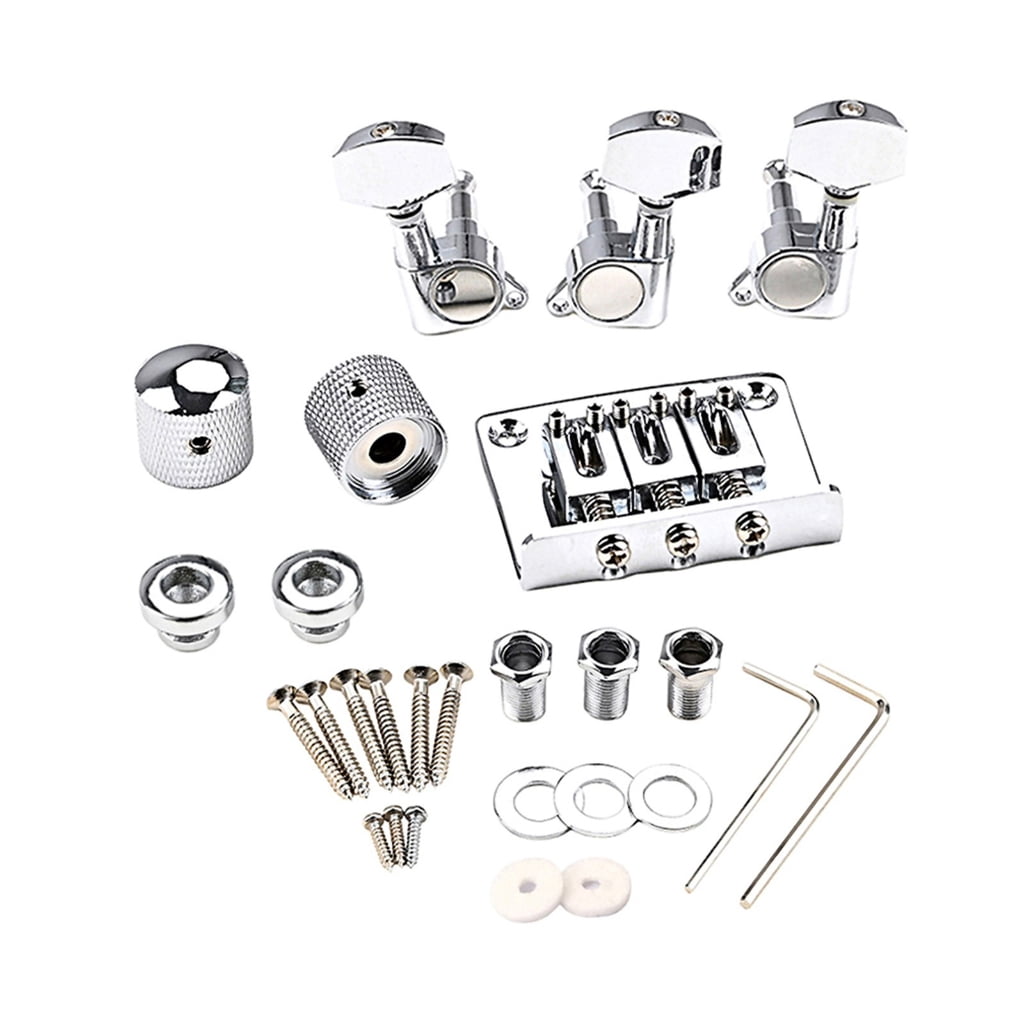 3 String Guitar Bridge Assembly With Locking Tuning Pegs Control Knobs ...