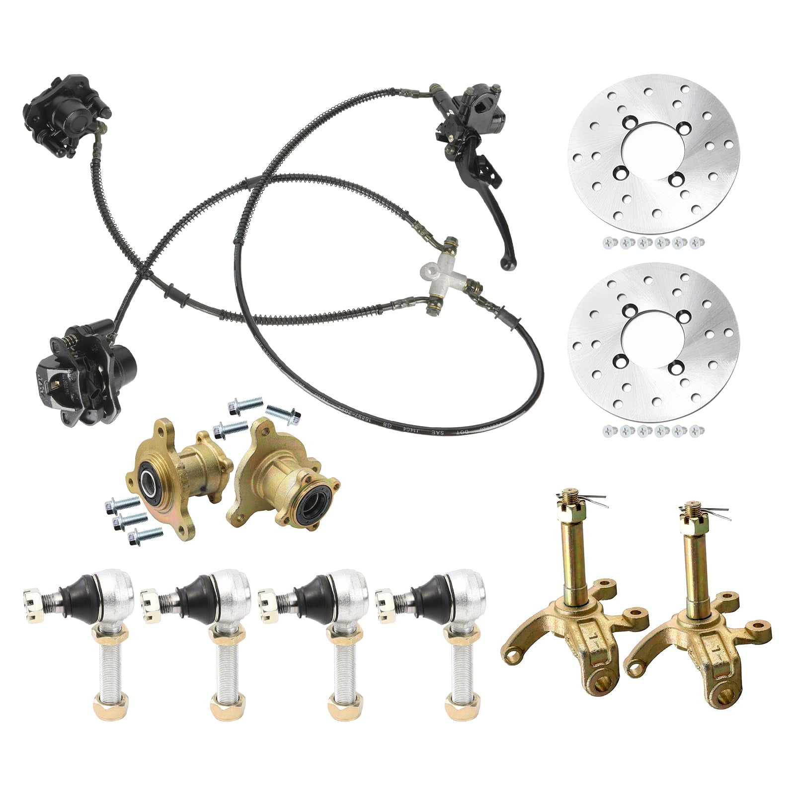 3 Stud Front Wheel Rim Hub & Steering Spindle Knuckle & Brake Disc ...