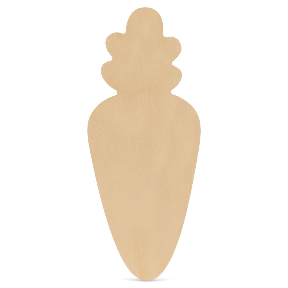 3 Sturdy Carrot Wood Cutouts 8 x 3-1/2in, Smooth Unfinished Door Hanger ...