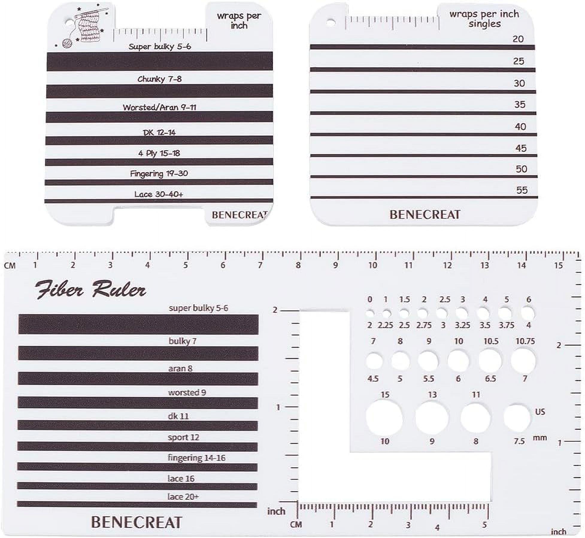 3 Style Acrylic Knitting Needle Gauge and Ruler Square Acrylic Spinning ...