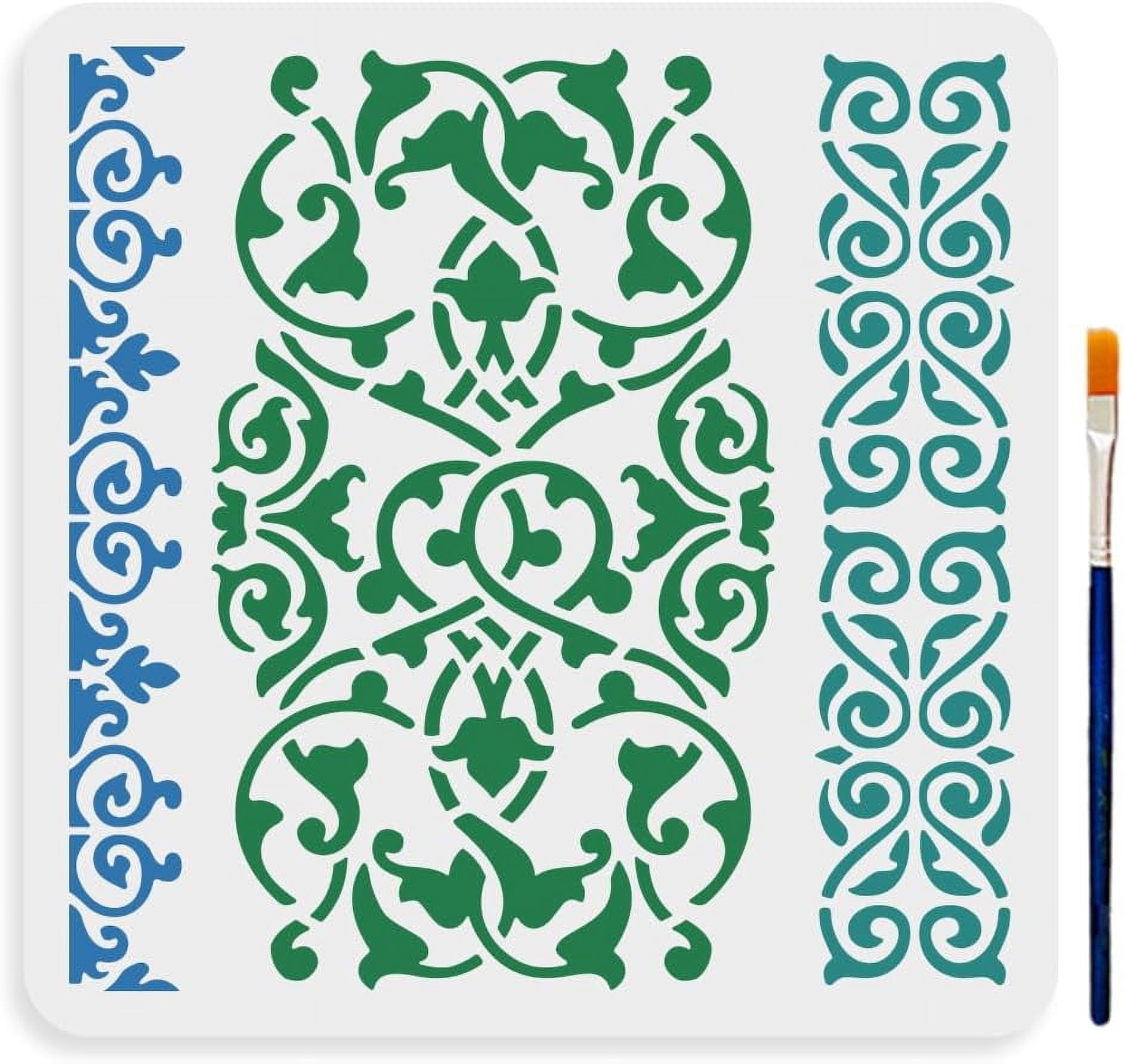 3 Style Persian Border Flower Stencil 11.8×11.8inch Floral Border ...