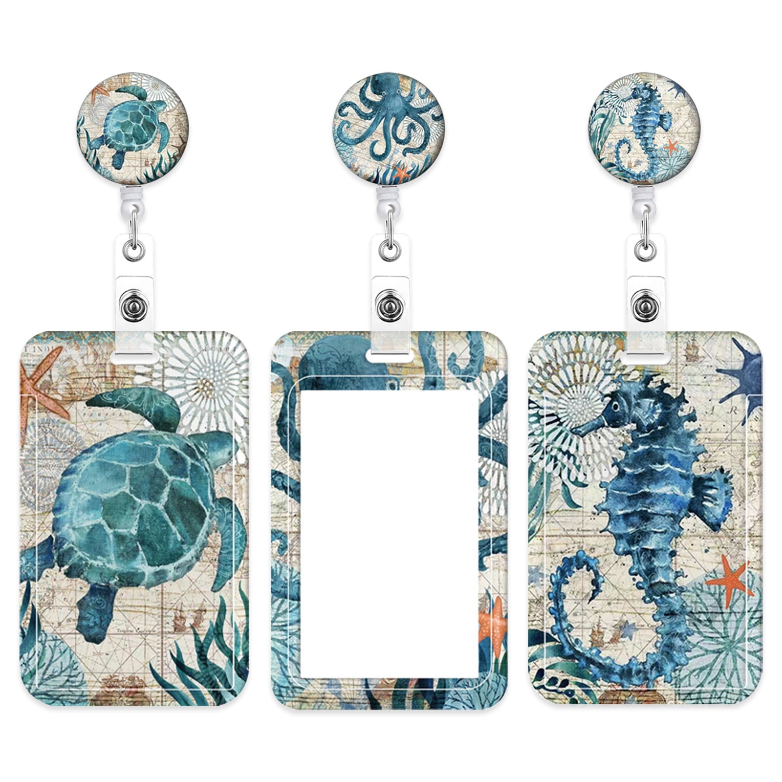 3 Style Retractable Badge Holders with Badge Clip, Cute ID Badge Holder ...