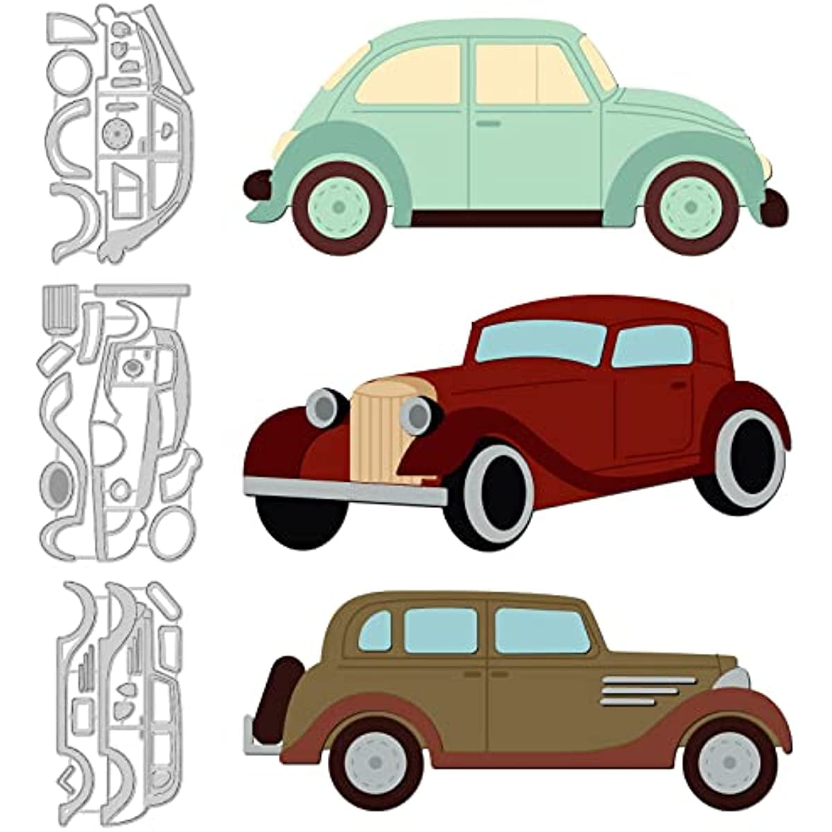 3 Style Vintage Car Cutting Dies Classic Car Carbon Steel Stencil ...