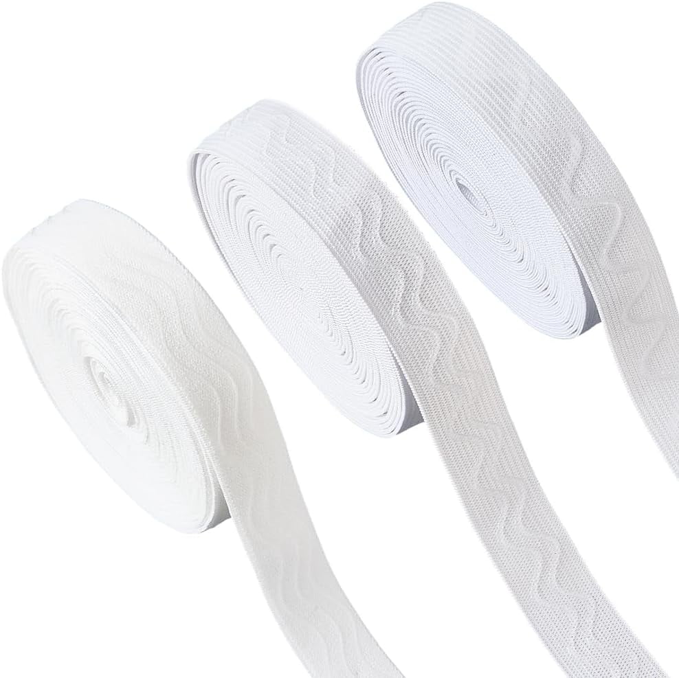 3 Styles 15Yds*20mm Non-Slip Elastic Ribbon Wave Silicone Elastic ...