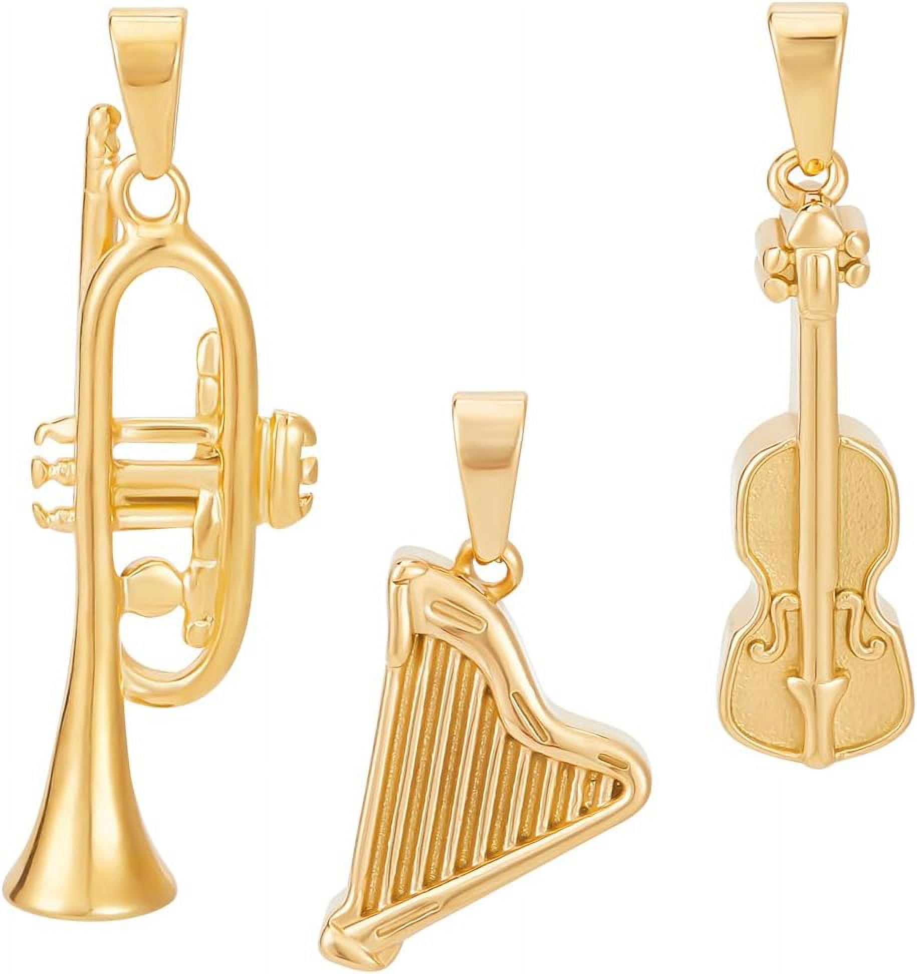 3 Styles 3Pcs Musical Instruments Charms 18K Gold Plated Stainless ...