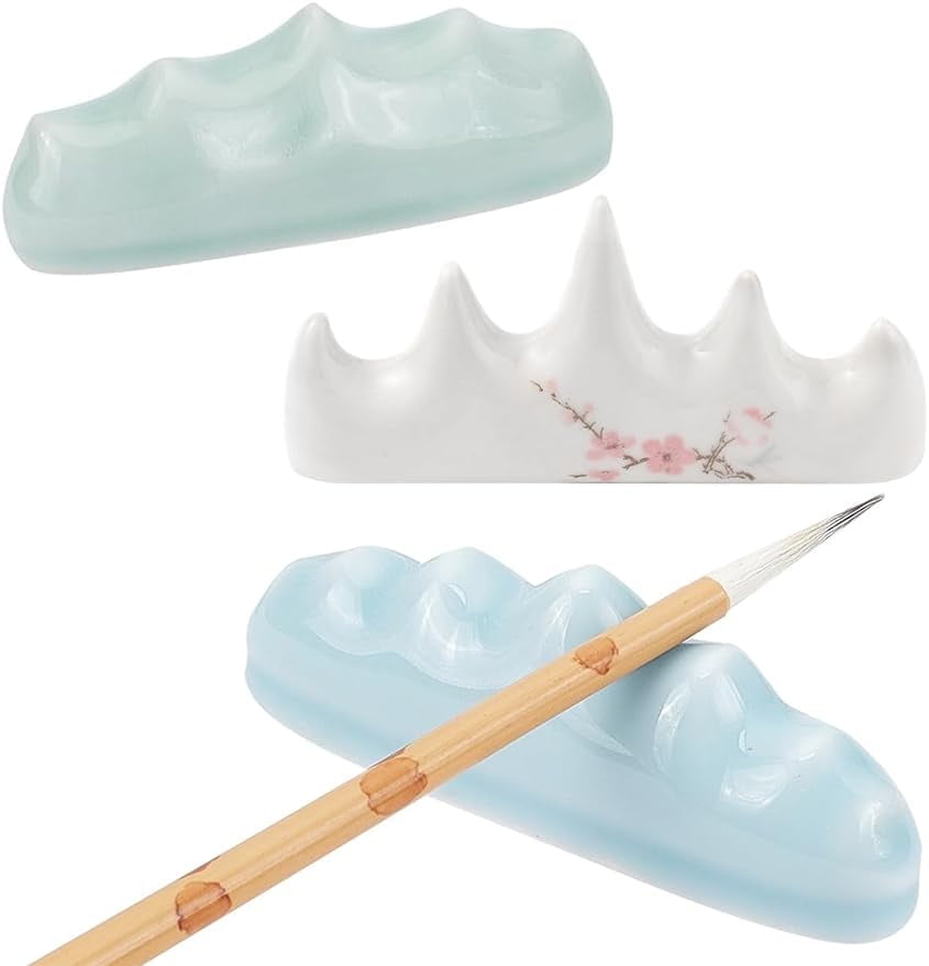 3 Styles Ceramic Brush Holder Five Mountain Shape Paint Brush Rest ...