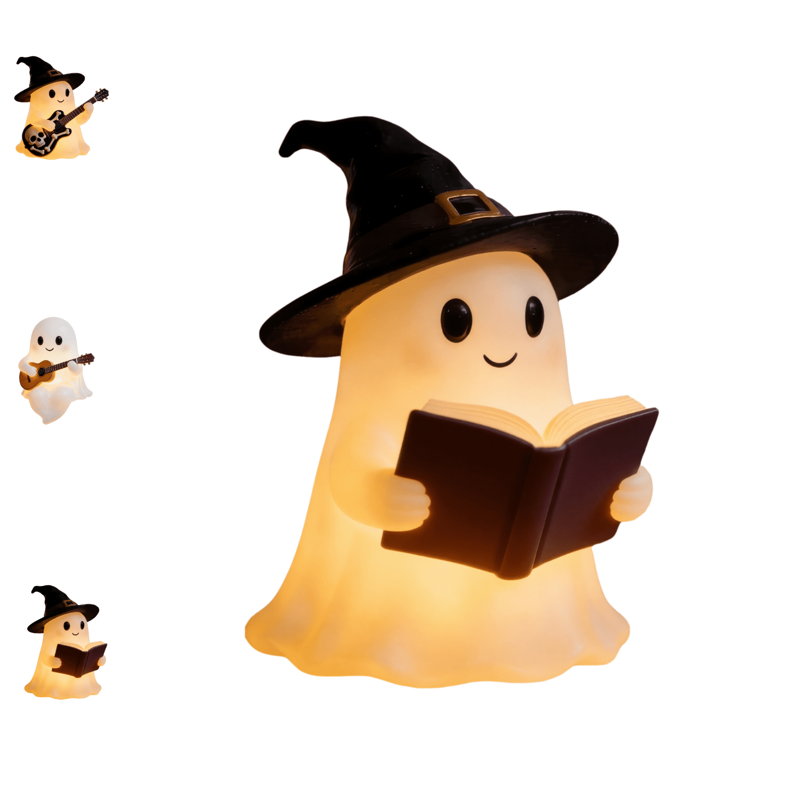 3 Styles Cute Guitar & Reading Resin Ghost Lamp, Warm Glow Ghost ...