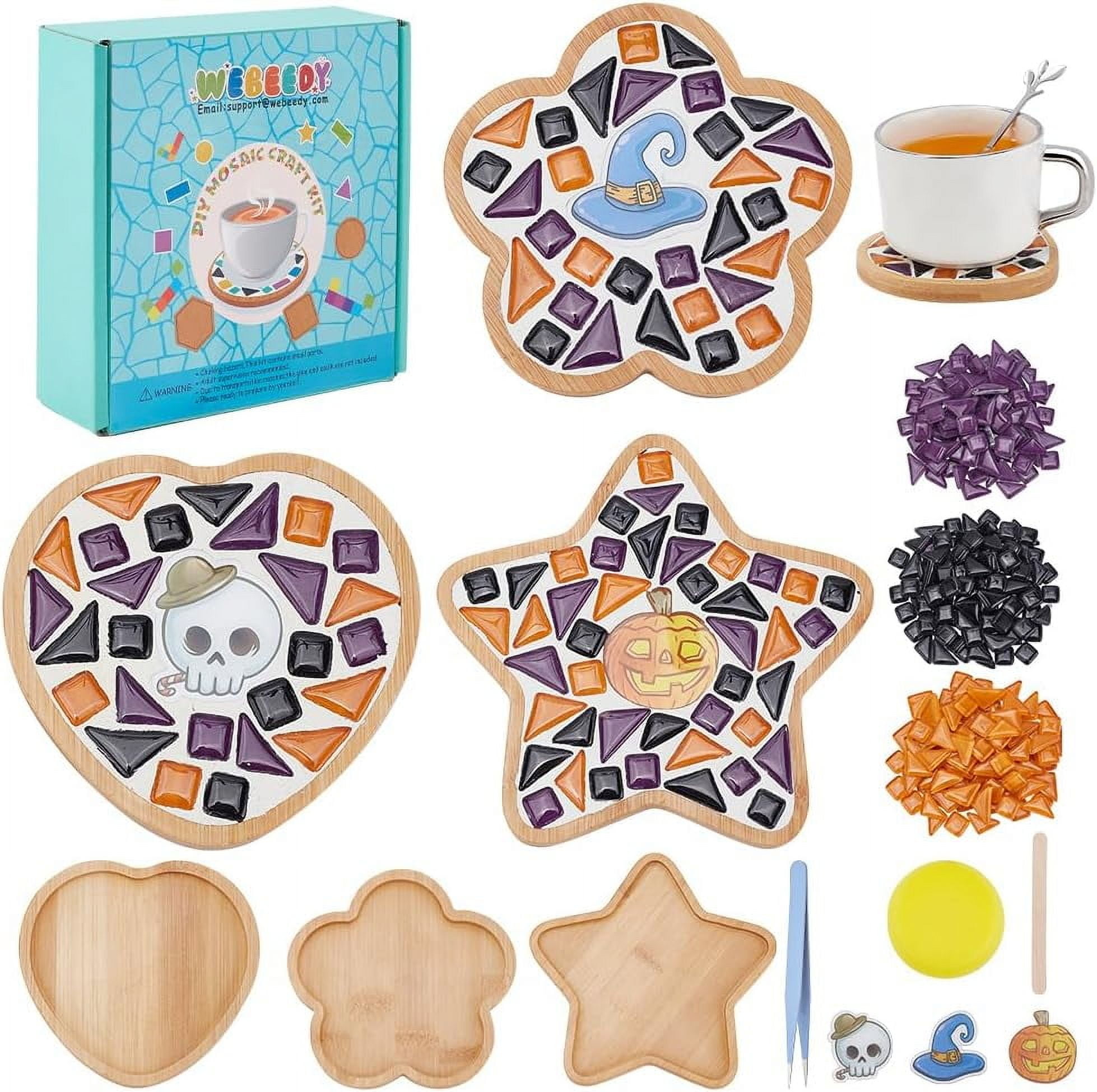 3 Styles DIY Mosaic Coasters Kit Mosaic DIY Pumpkin Skull Mosaic ...