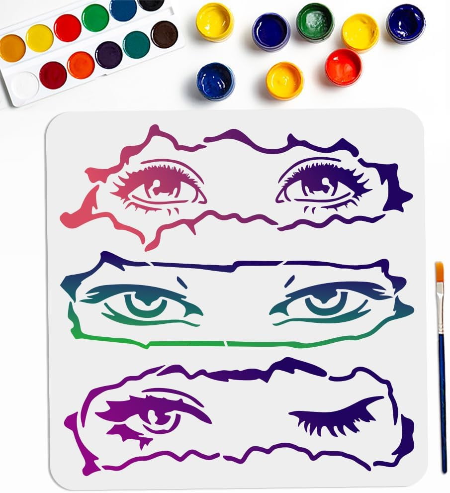 3 Styles Eye Slit Stencils 11.8×11.8inch Beautiful Eye Stencils for ...