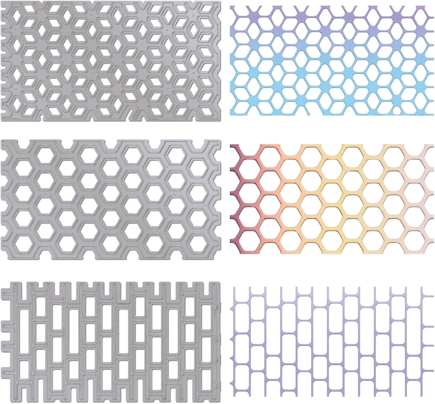 3 Styles Honeycomb Brick Die Cuts Stencils Irregular Background ...