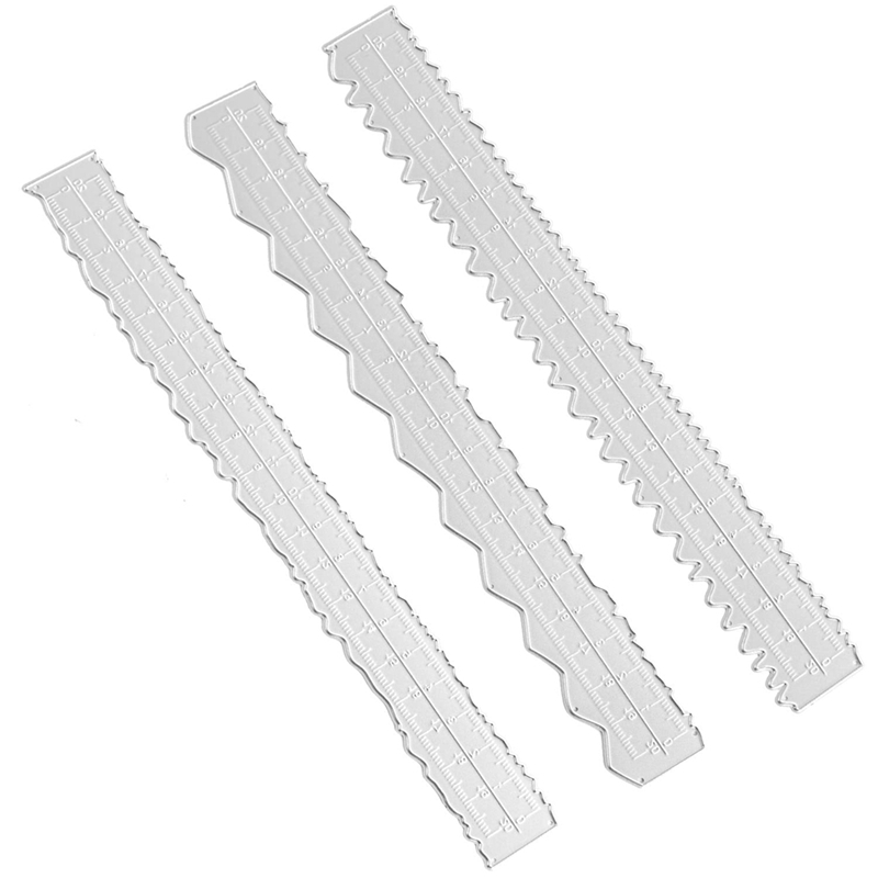 3 Styles Irregular Edge Ruler,Metal Craft Ruler Paper Tearing Ruler for ...