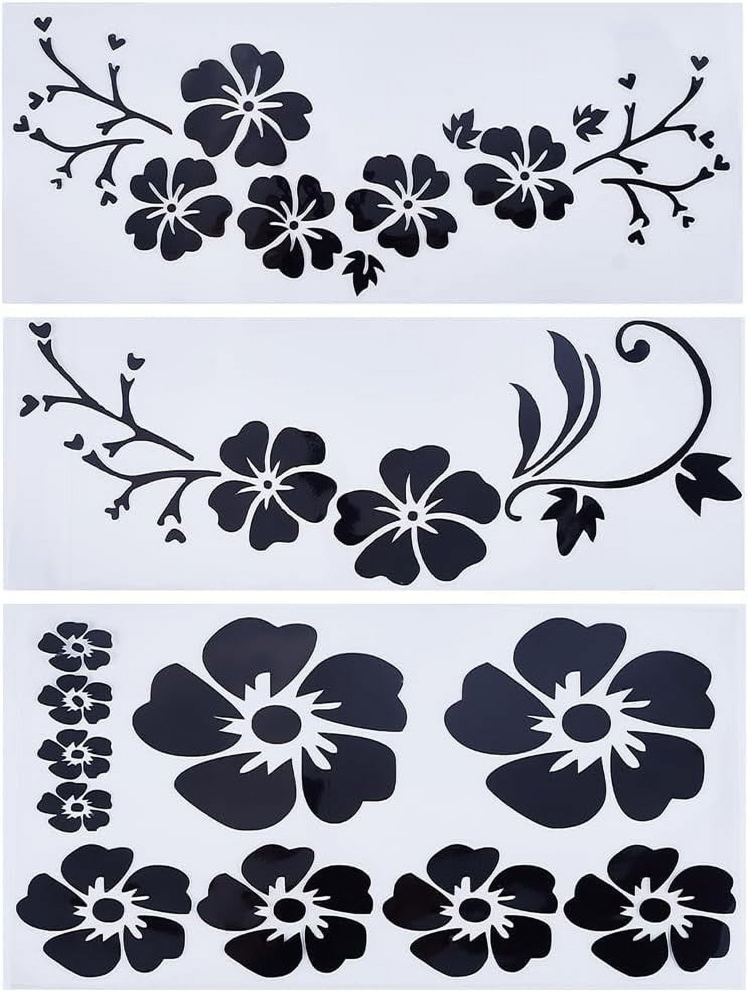 3 Styles PET Cartoon Self Adhesive Car Stickers Waterproof Floral Car ...
