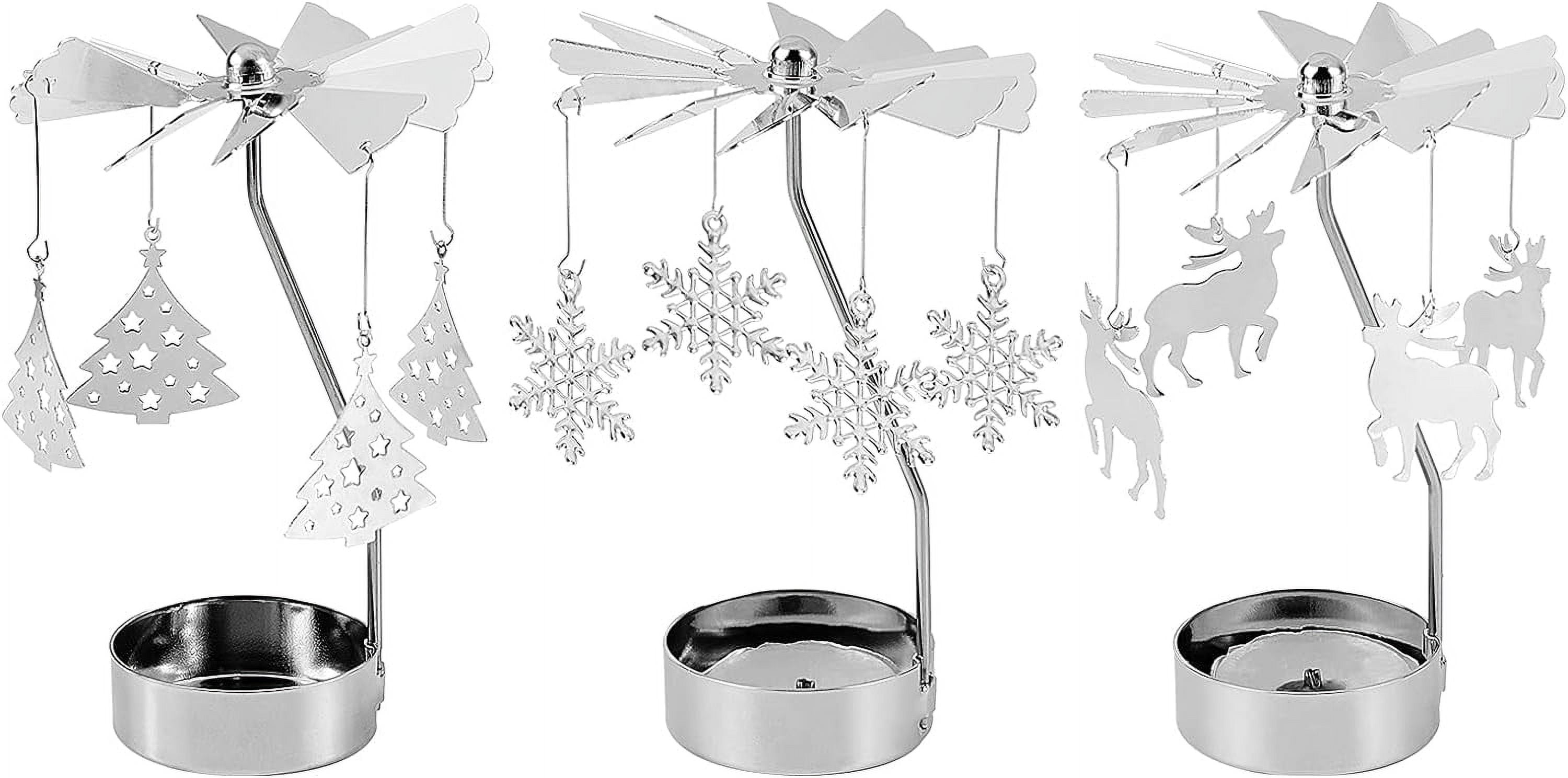 3 Styles Rotary Candle Holder Christmas Candle Spinner Metal Candle ...