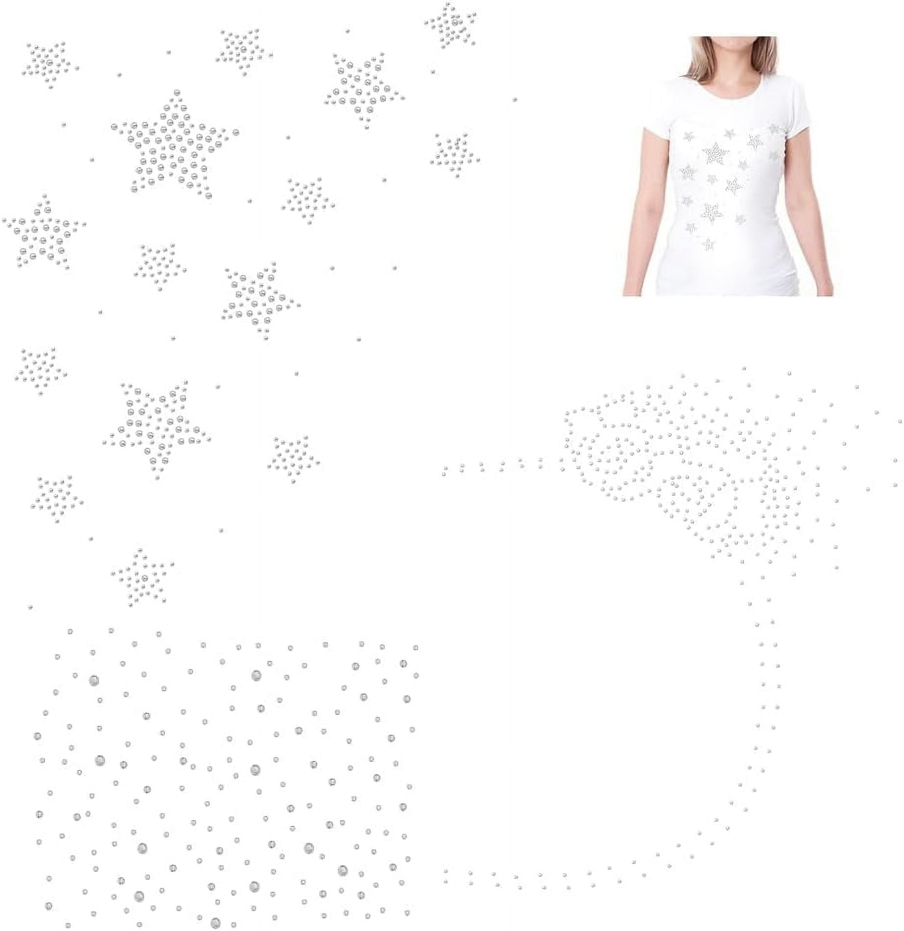 3 Styles Star Rhinestone Iron on Hotfix Transfer Decal Flower Print ...
