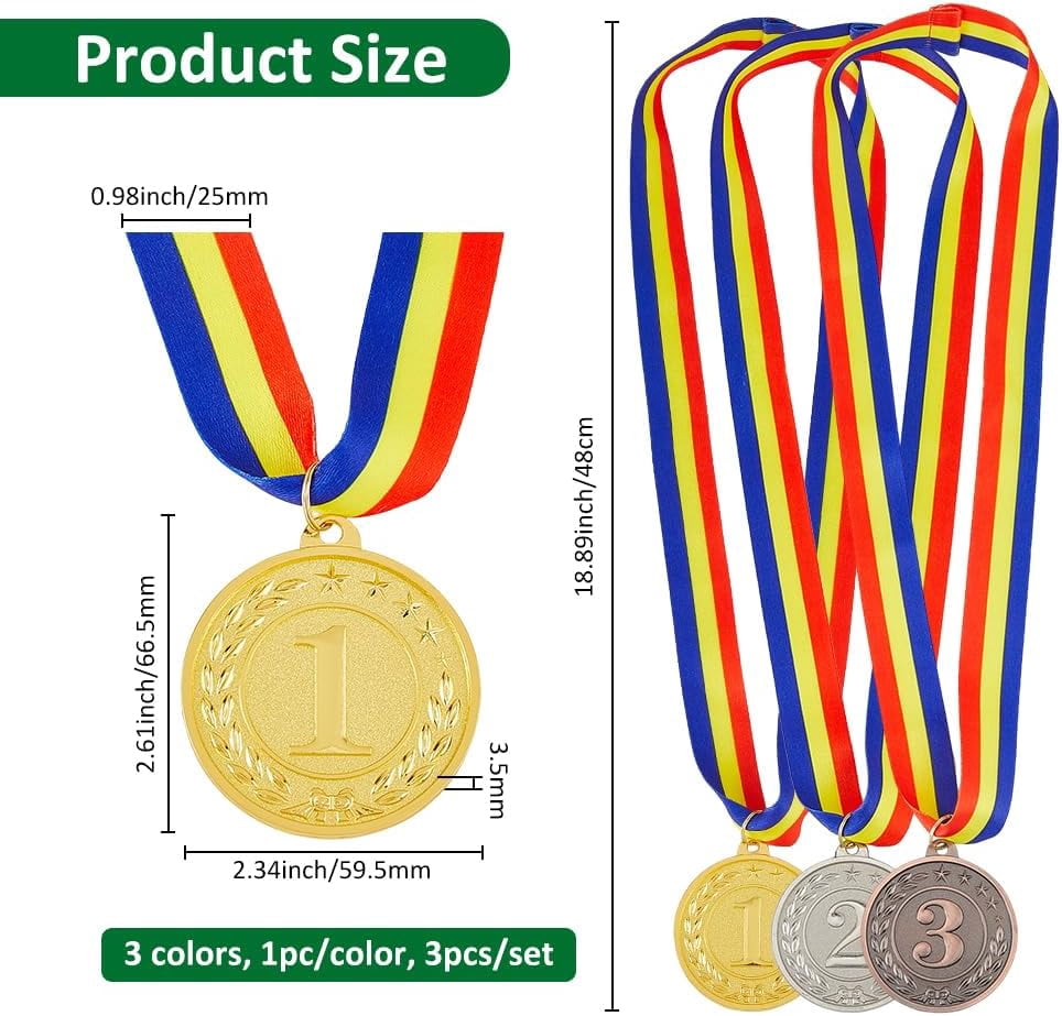 3 Styles Winner Award Medals Alloy Medals with Ribbon 1st 2nd 3rd Place ...