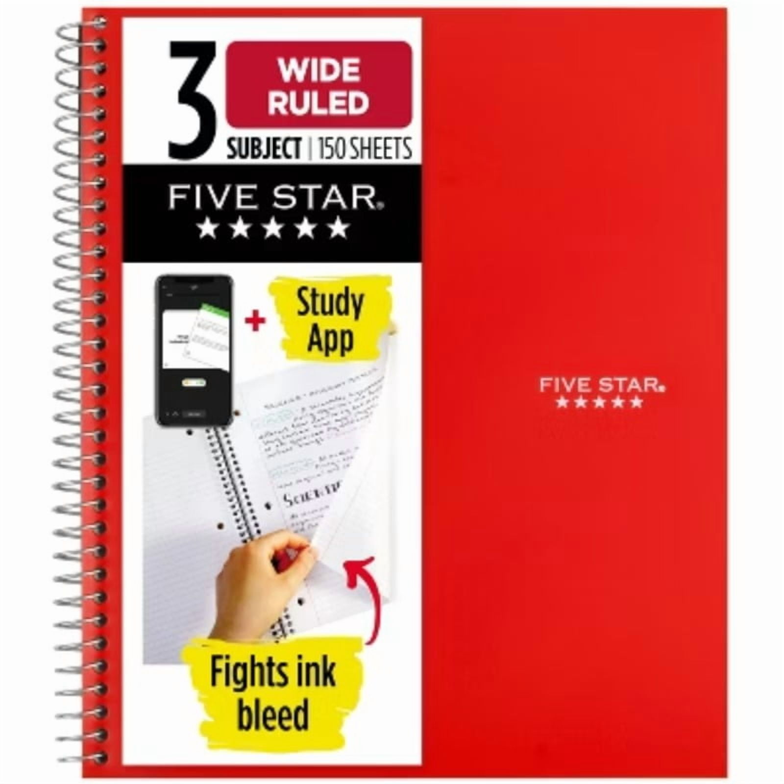 Wide Ruled 3-Subject Spiral Notebook: 3-Hole Punched, Perforated ...