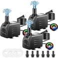 3 Submersible Pump with Light, Small Fountain Pump with Tubing ...