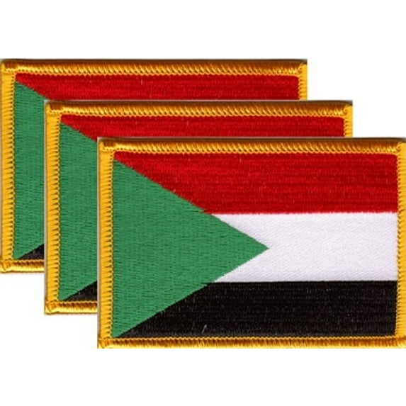 3 Sudan Flag Patches, Embroidered Iron On or Sew On, Measures 3.50" x 2.25" - Walmart.com
