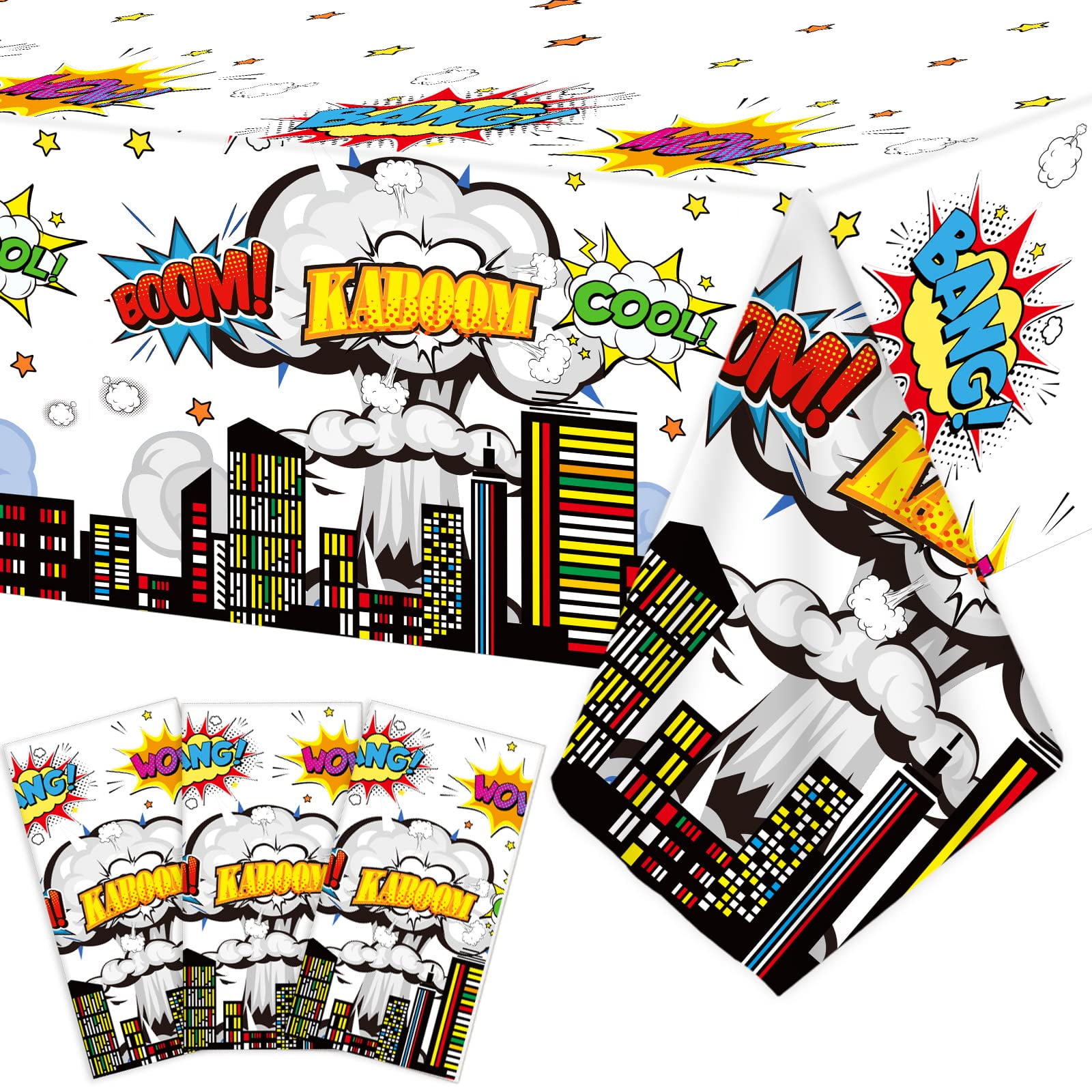 3 Super Theme Hero Tablecloths - AIS1 Hero Themed Birthday Party Supplies - Plastic Table Cover ...