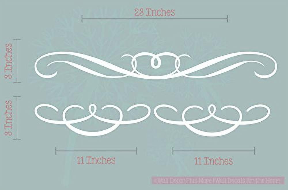 3 Swirls Wall Art Vinyl Decals Wall Stickers Set of 3, 23x6-inch, White ...