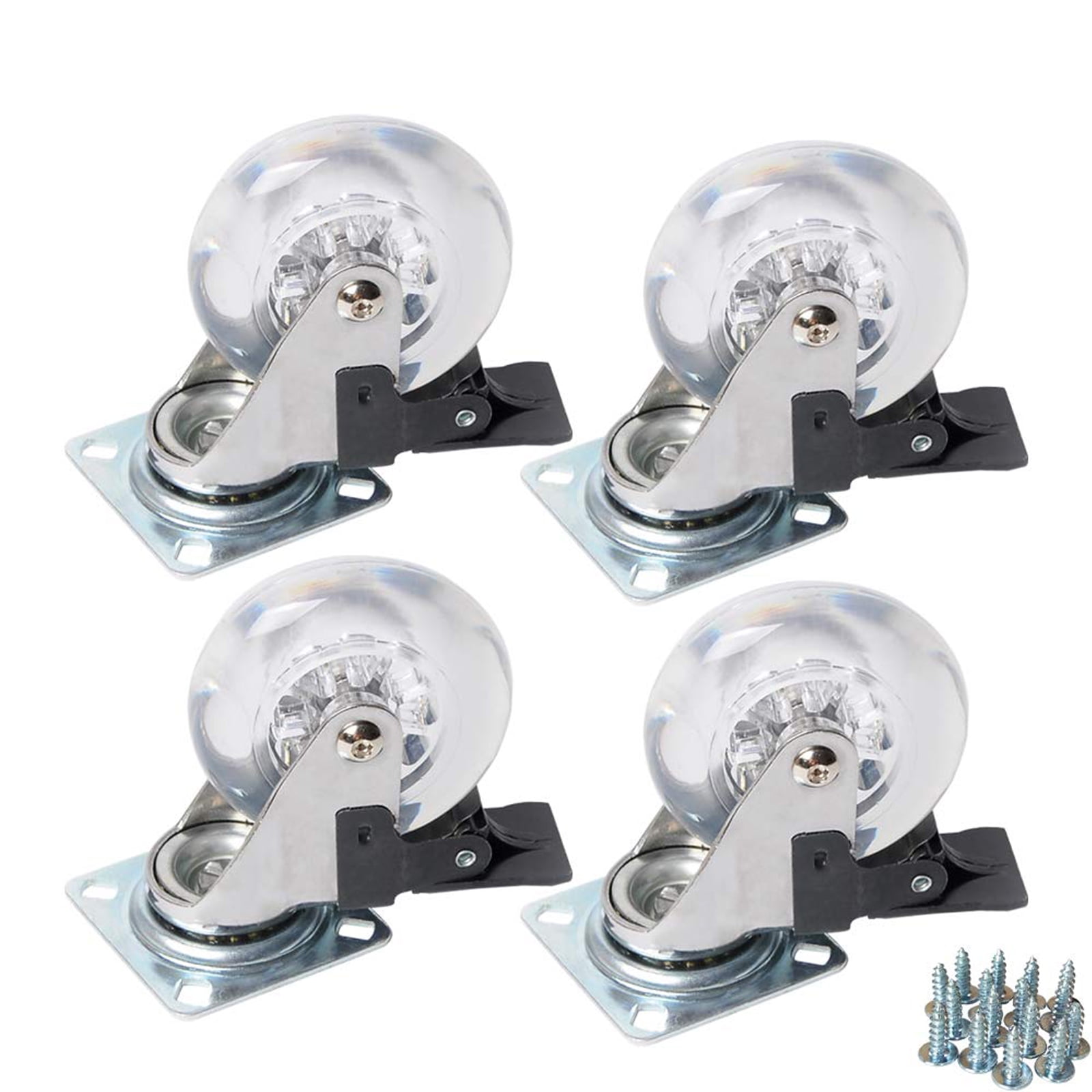 YAEMIKY 3" Swivel Casters Set of 4, 800 Lbs Clear Polyurethane Wheels ...