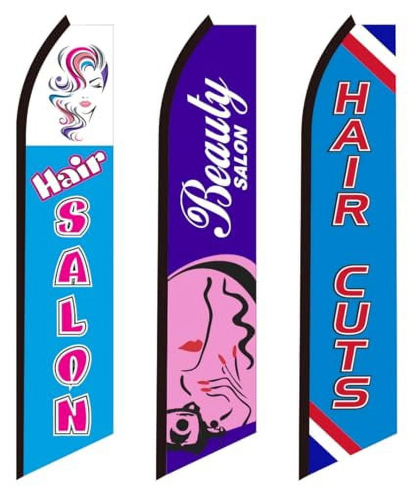 3 Swooper Flags Beauty Salon Hair Cuts Salon Welcome OPEN - Walmart.com
