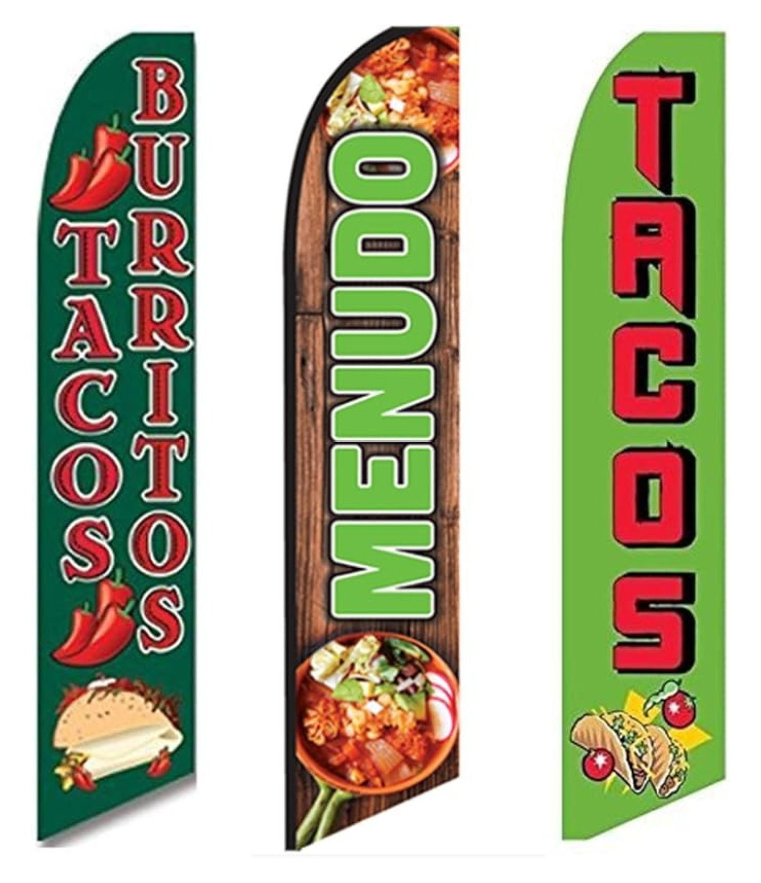 3 Swooper Flags Open Restaurant SPECIAL Tacos Burritos & Menudo Sale ...