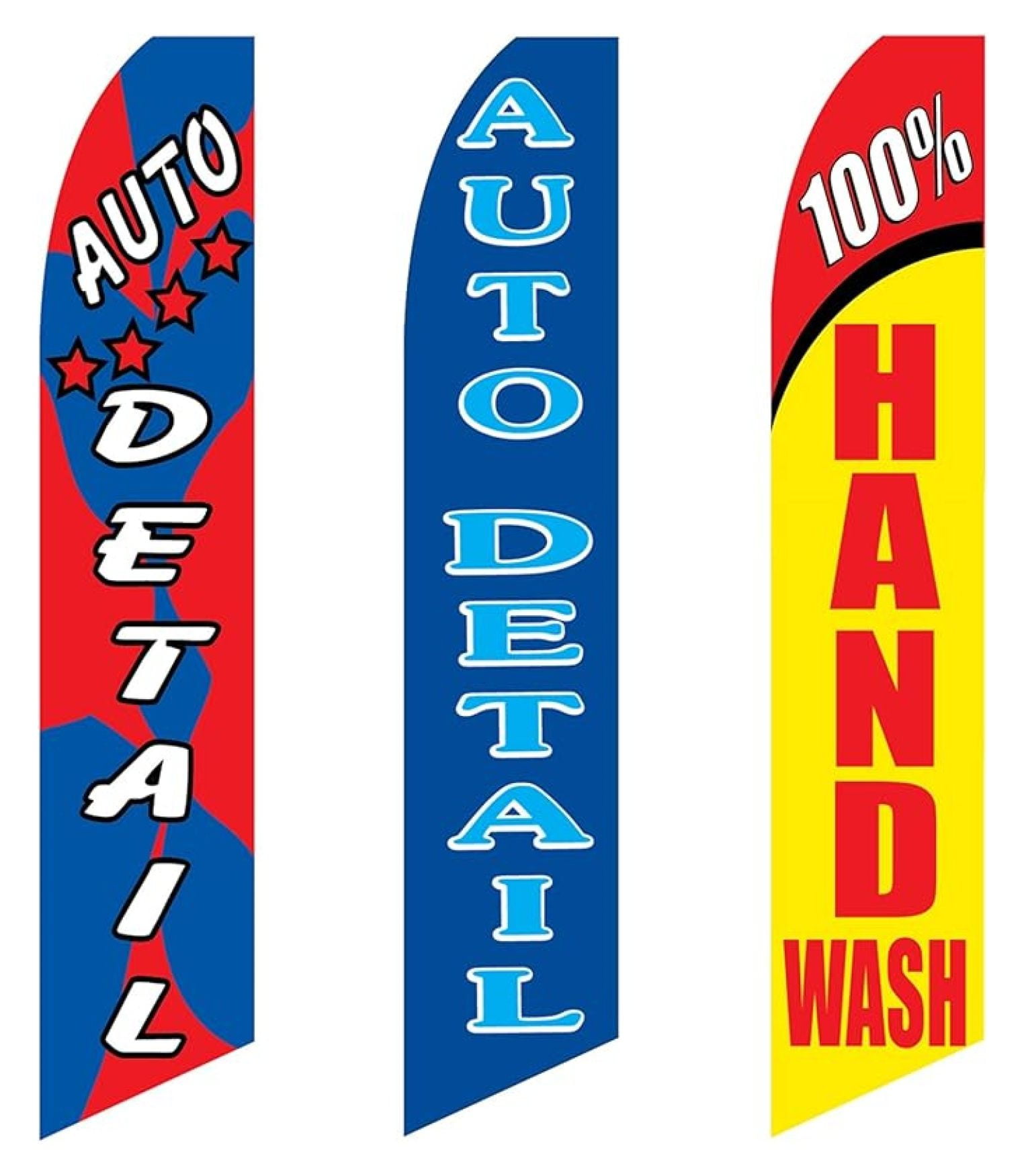 3 Swooper Flags Welcome Auto Detail Shop Hand Wash Car Wash - Walmart.com