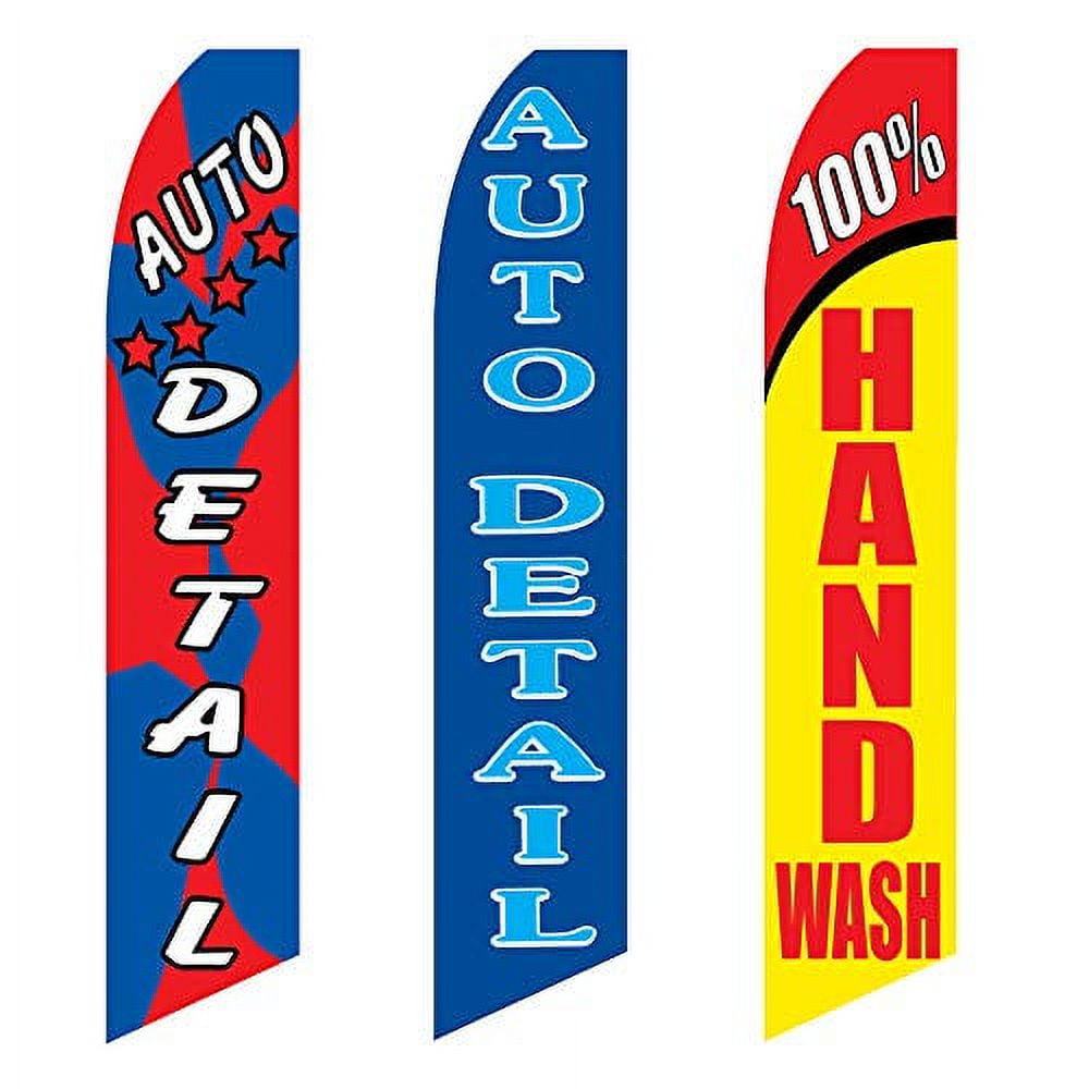 3 Swooper Flags Welcome Auto Detail Shop Hand Wash Car Wash - Walmart.com