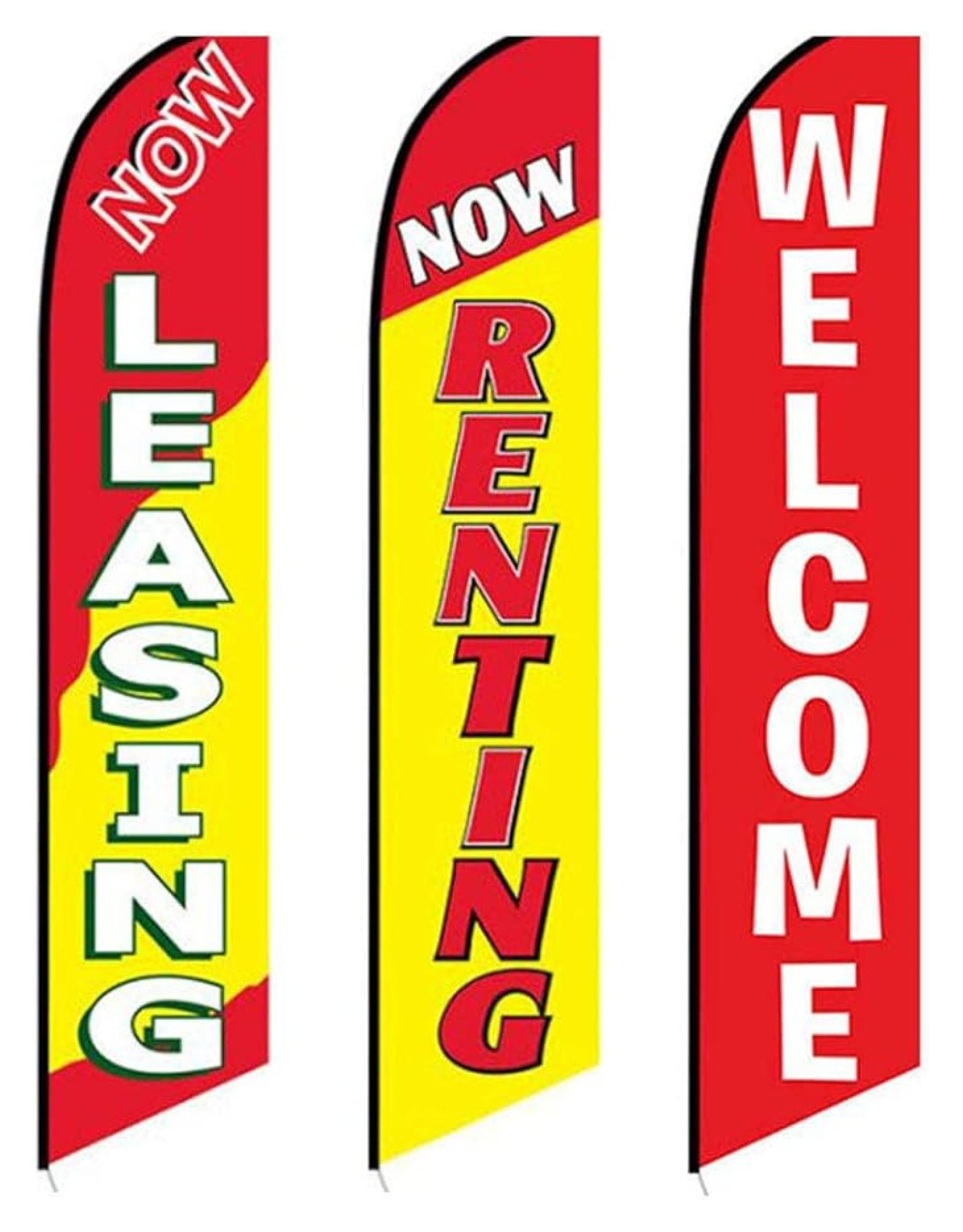 3 Swooper Flags Welcome Now Leasing Now Renting Advertising - Walmart.com