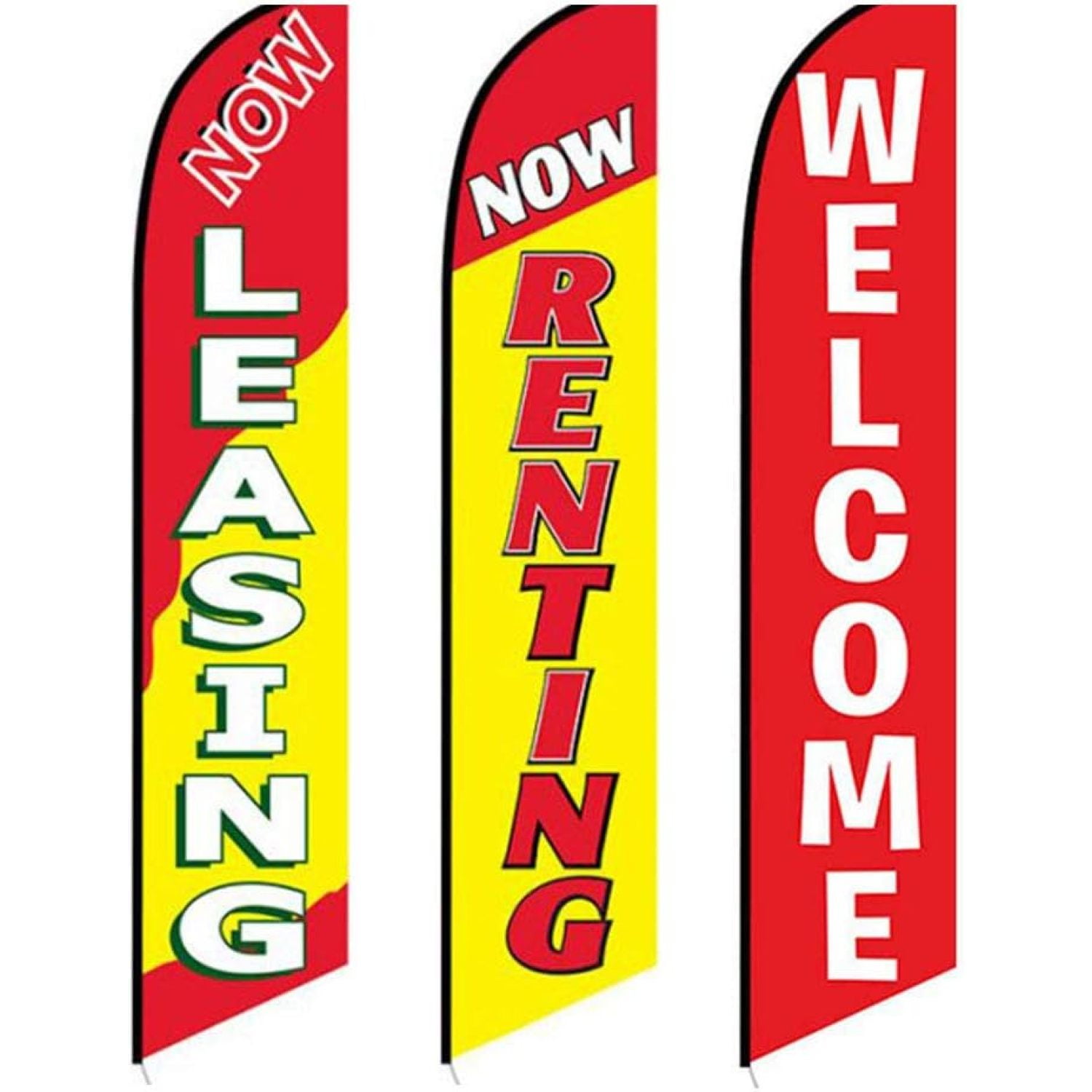 3 Swooper Flags Welcome Now Leasing Now Renting Advertising - Walmart.com