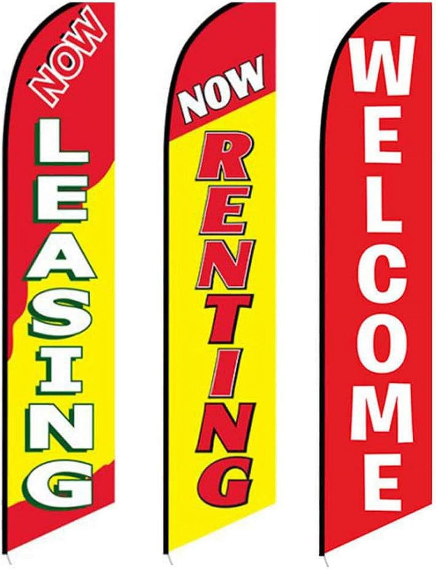 3 Swooper Flags Welcome Now Leasing Now Renting Advertising - Walmart.com