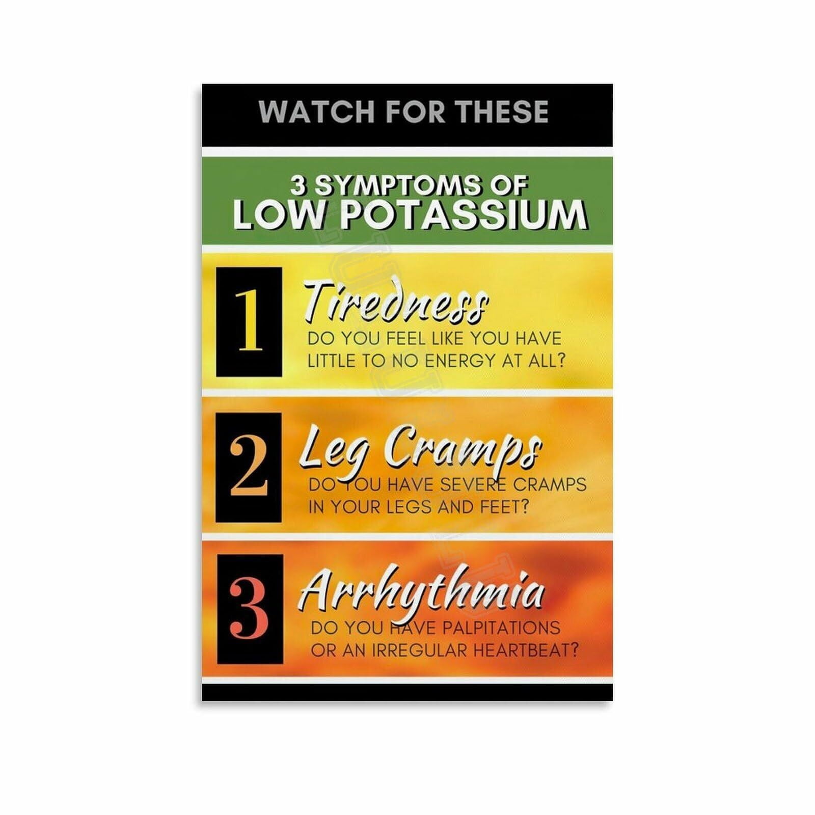 3 Symptoms Of Low Potassium Poster Canvas Painting Wall Art Poster for ...