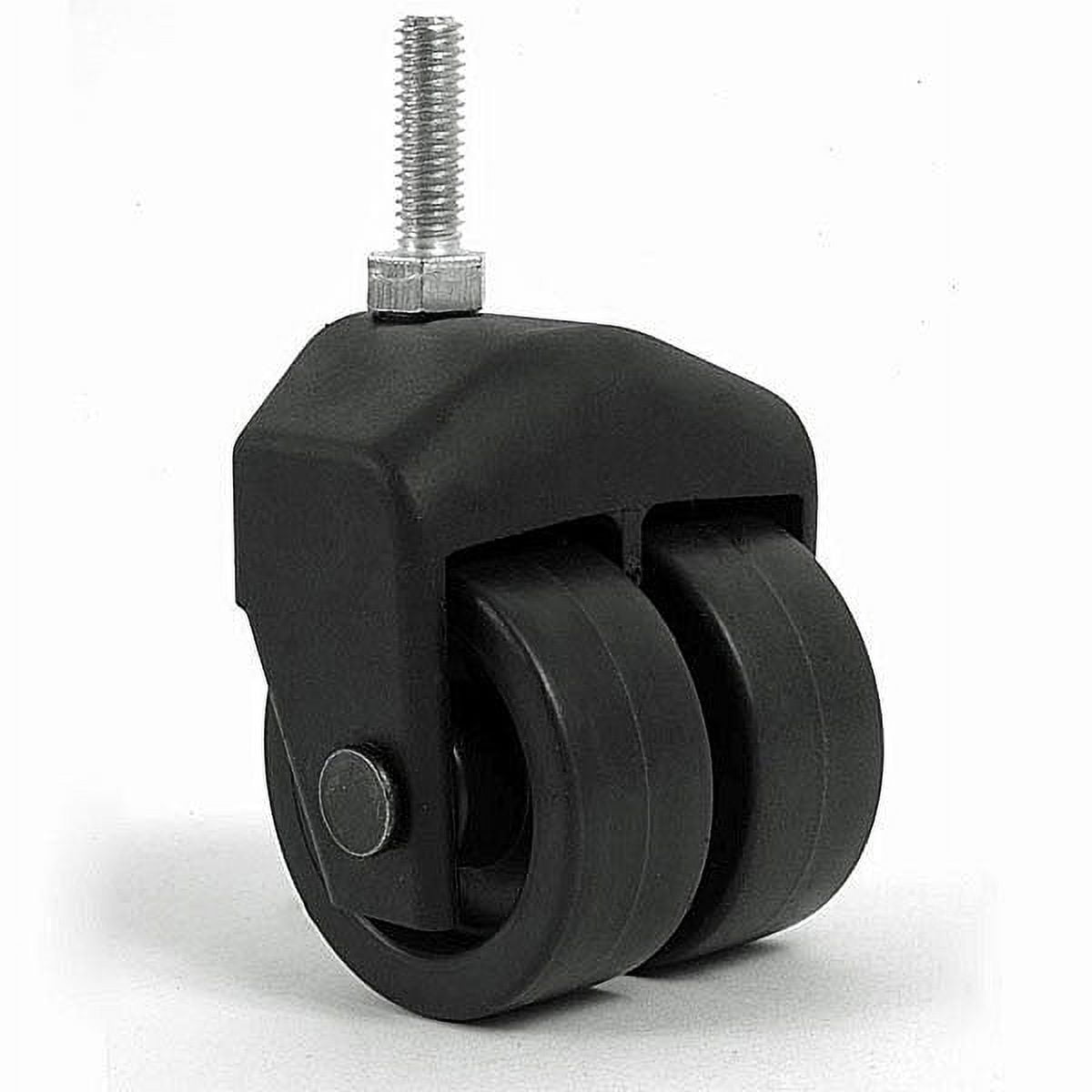 3" Tall Dual Wheel Composite Plastic Caster with 5/16" Threaded Stem ...