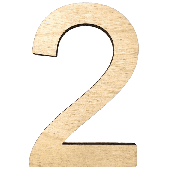 3" Tall MDF Number 2| 1/4" Thick Birch | Krafty Supply Letters | Arial ...