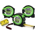 3 - Tape Measures 25 ft - Easy to Read Fractions to 1/8th inch - Tip ...