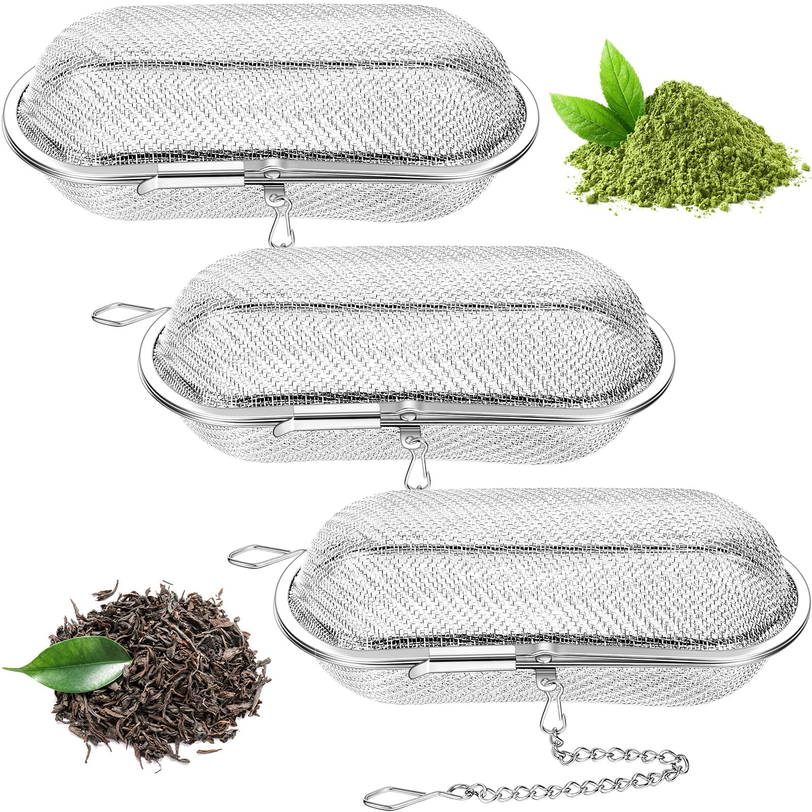 3 Tea Ball Infusers Loose Leaf Strainers Steeper Stainless Steel Mesh ...