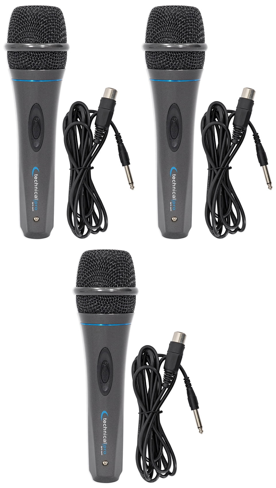 3 Technical Pro MK75 Karaoke DJ Wired Microphones Mics+10 ft. XLR to 1/ ...