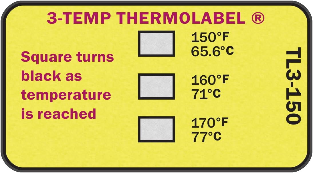 3-Temp Thermolabel 150°F 160°F 170°F Temperature Label for Dishwashers ...