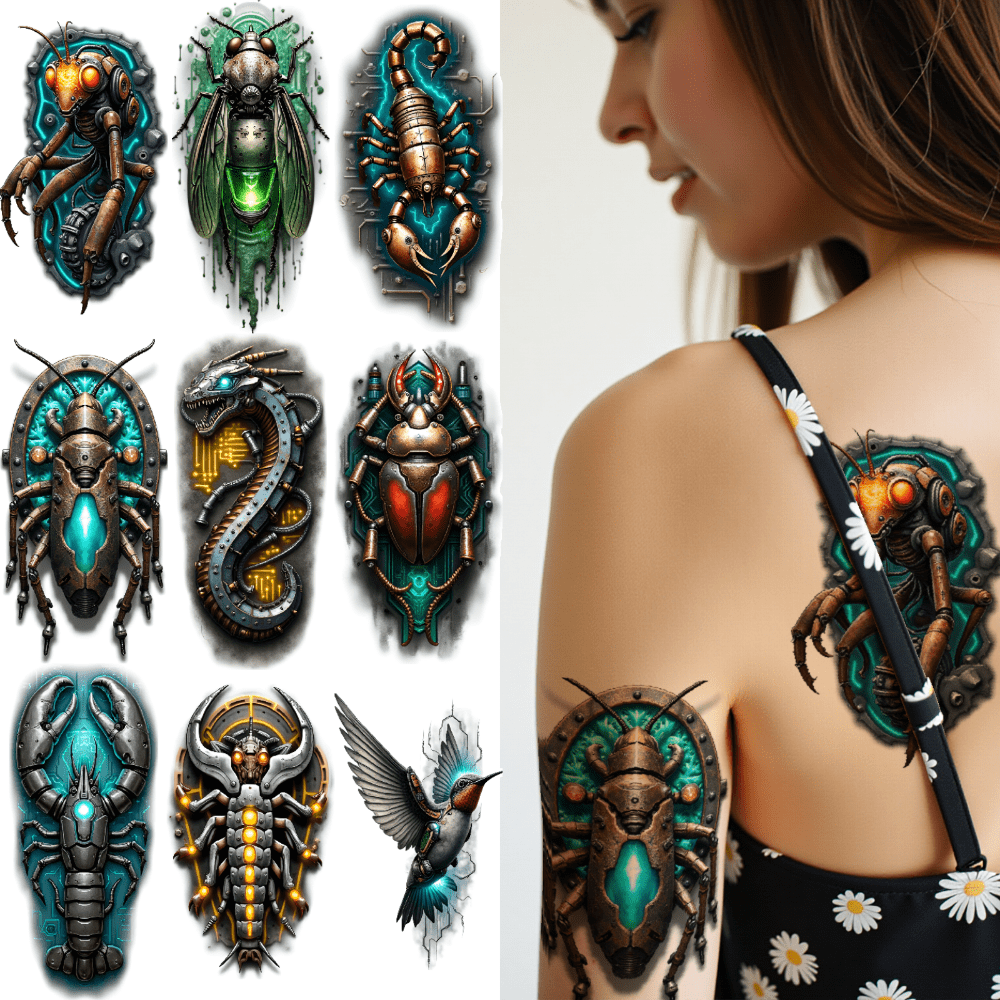 3 Temporary Tattoo Stickers Waterproof Long Lasting Body Stickers Robot ...