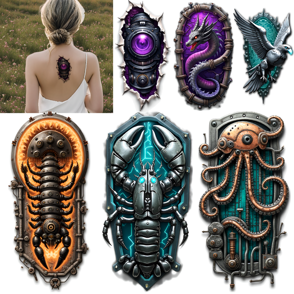 3 Temporary Tattoo Stickers Waterproof Long Lasting Body Stickers Robot ...