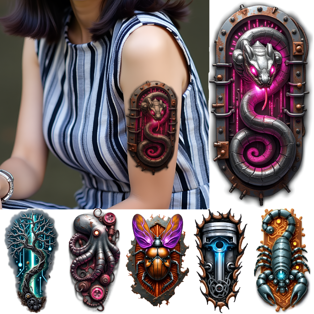 3 Temporary Tattoo Stickers Waterproof Long Lasting Body Stickers Robot ...