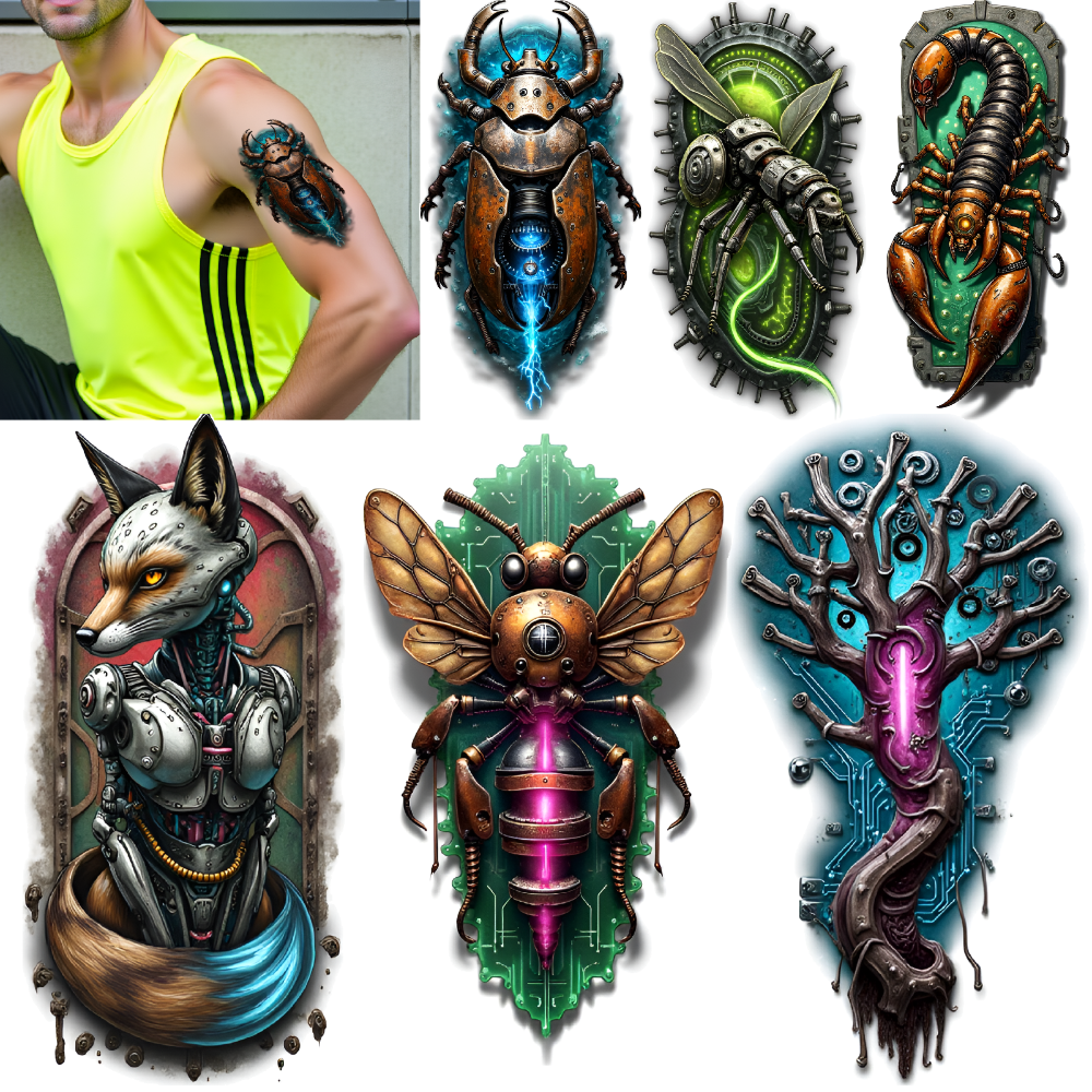 3 Temporary Tattoo Stickers Waterproof Long Lasting Body Stickers Robot ...