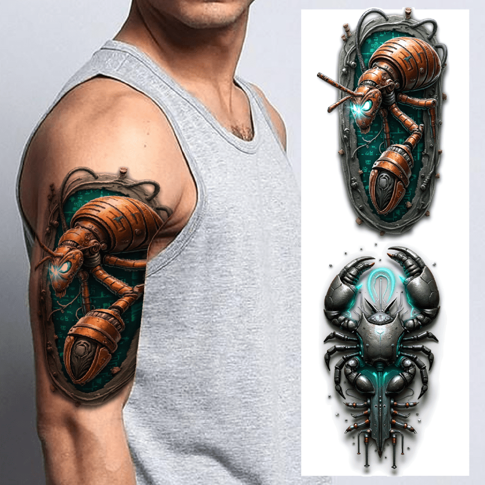 3 Temporary Tattoo Stickers Waterproof Long Lasting Body Stickers Robot ...