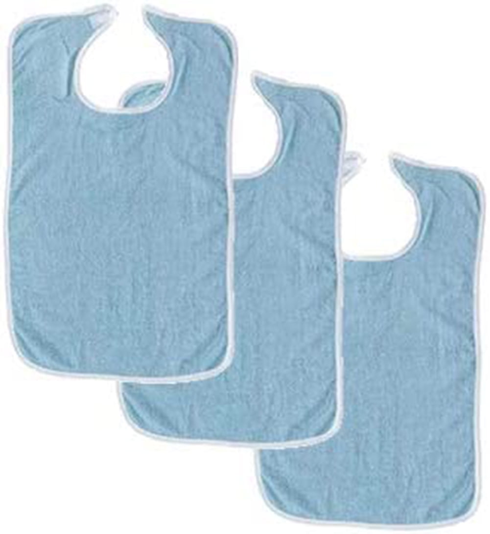 3 Terry Adult Bib with Hook and Loop Closure (3 Light Blue) - Walmart.com