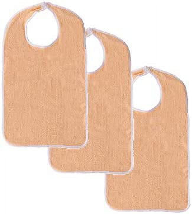 3 Terry Adult Bib with Hook and Loop Closure (3 Peach) - Walmart.com