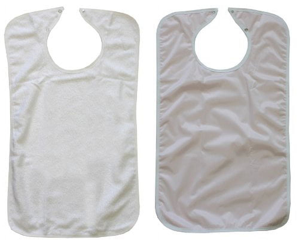 3 Terry Adult Bibs with Vinyl Barrier (White with Light Pink Backing ...