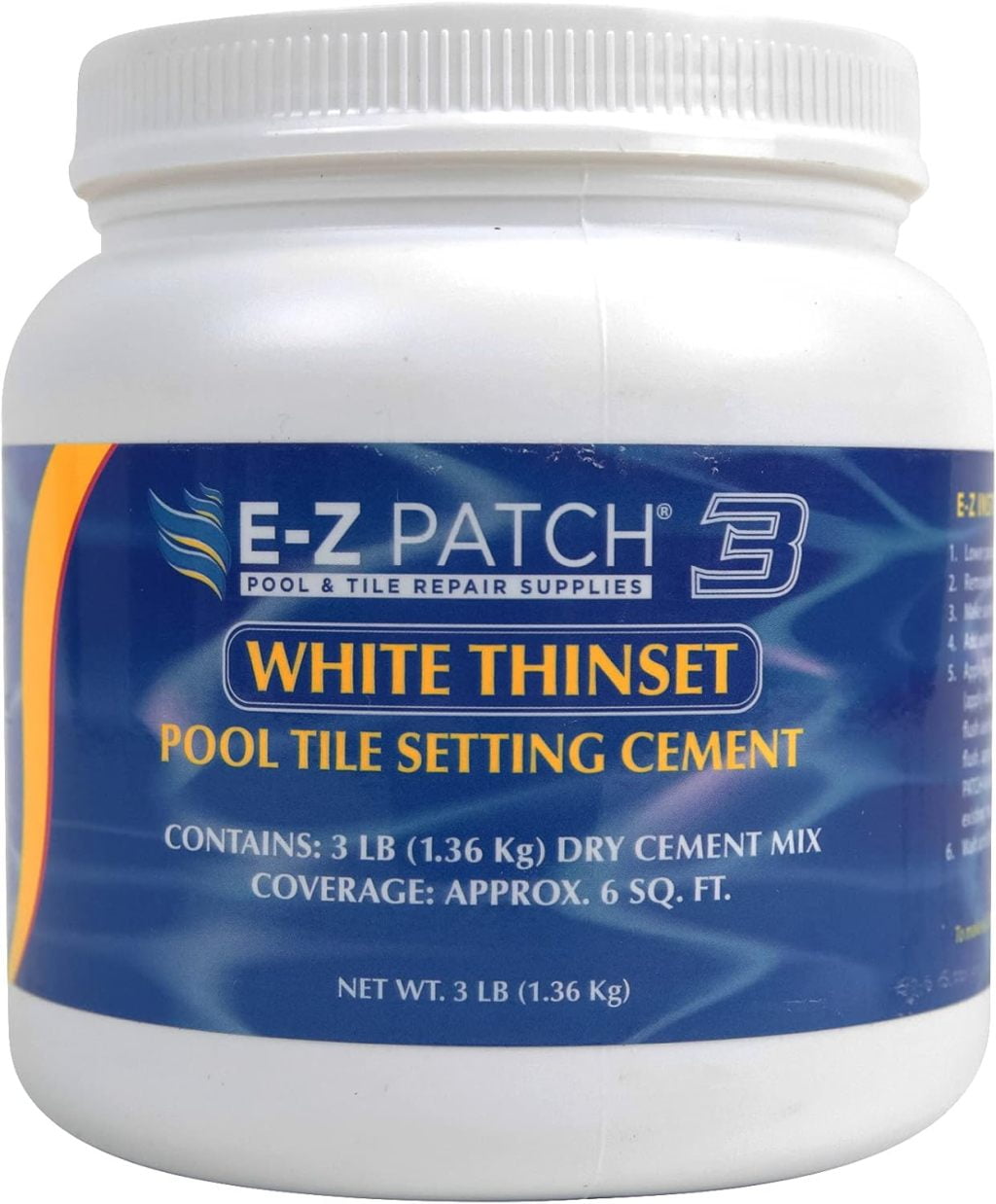 3 Thinset Pool Tile Setting Cement - White - 3lbs EZP-132 - Walmart.com