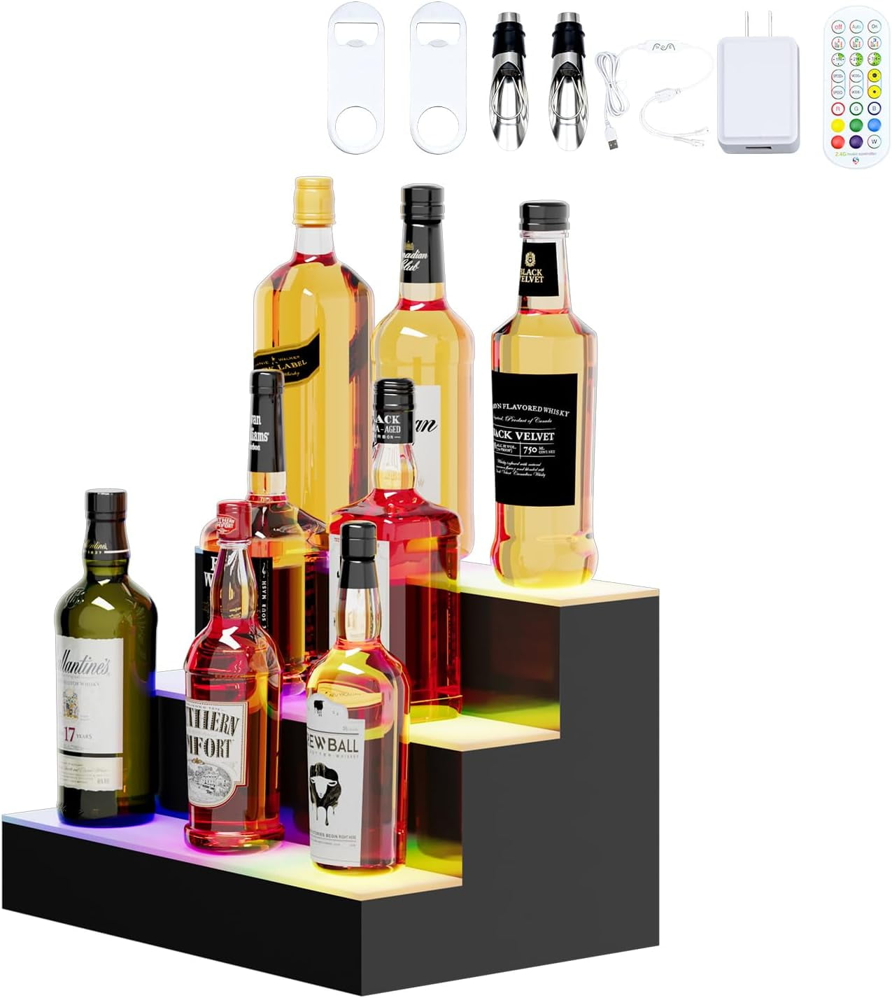 3 Tier 16 Inch Liquor Bottle Display Shelf - Wine Racks with Multi ...