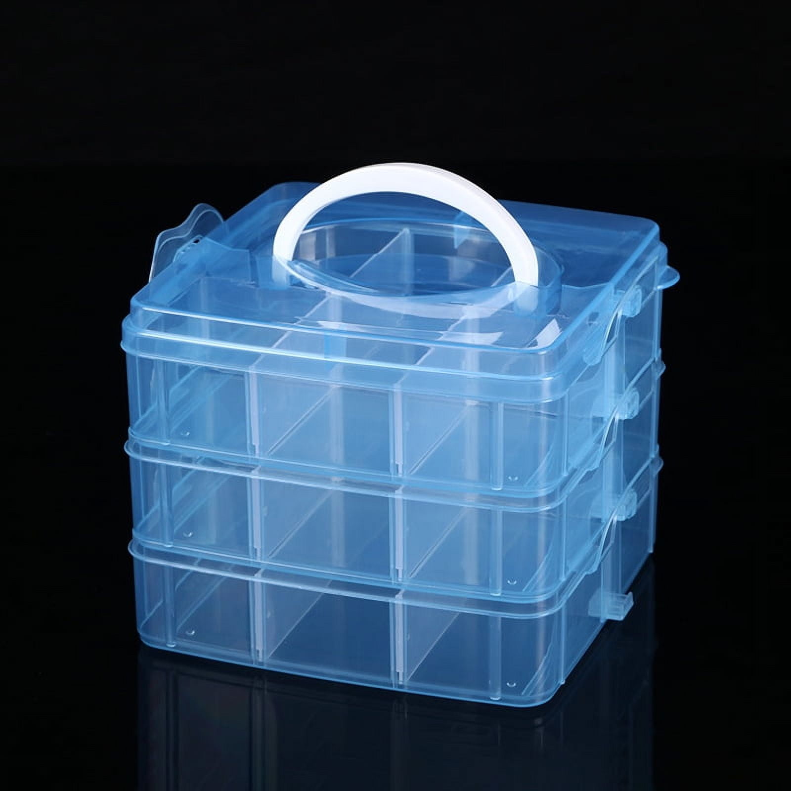 3 Tier 18-Grid Transparent Adjustable Stackable Compartment Slot ...